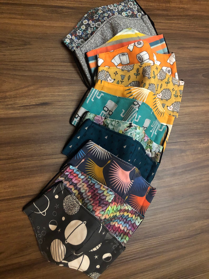 Knit and Purl Yarn Print Reusable Three-ply Face Mask With - Etsy