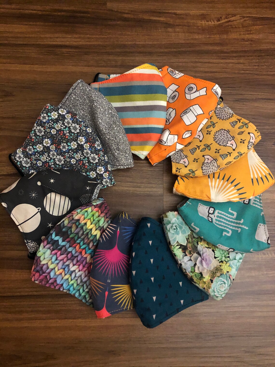 Knit and Purl Yarn Print Reusable Three-ply Face Mask With - Etsy