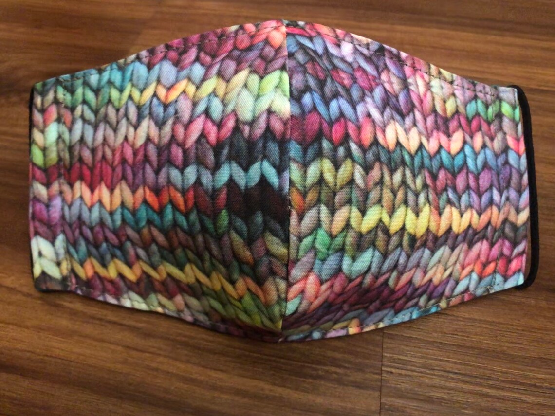 Knit and Purl Yarn Print Reusable Three-ply Face Mask With - Etsy