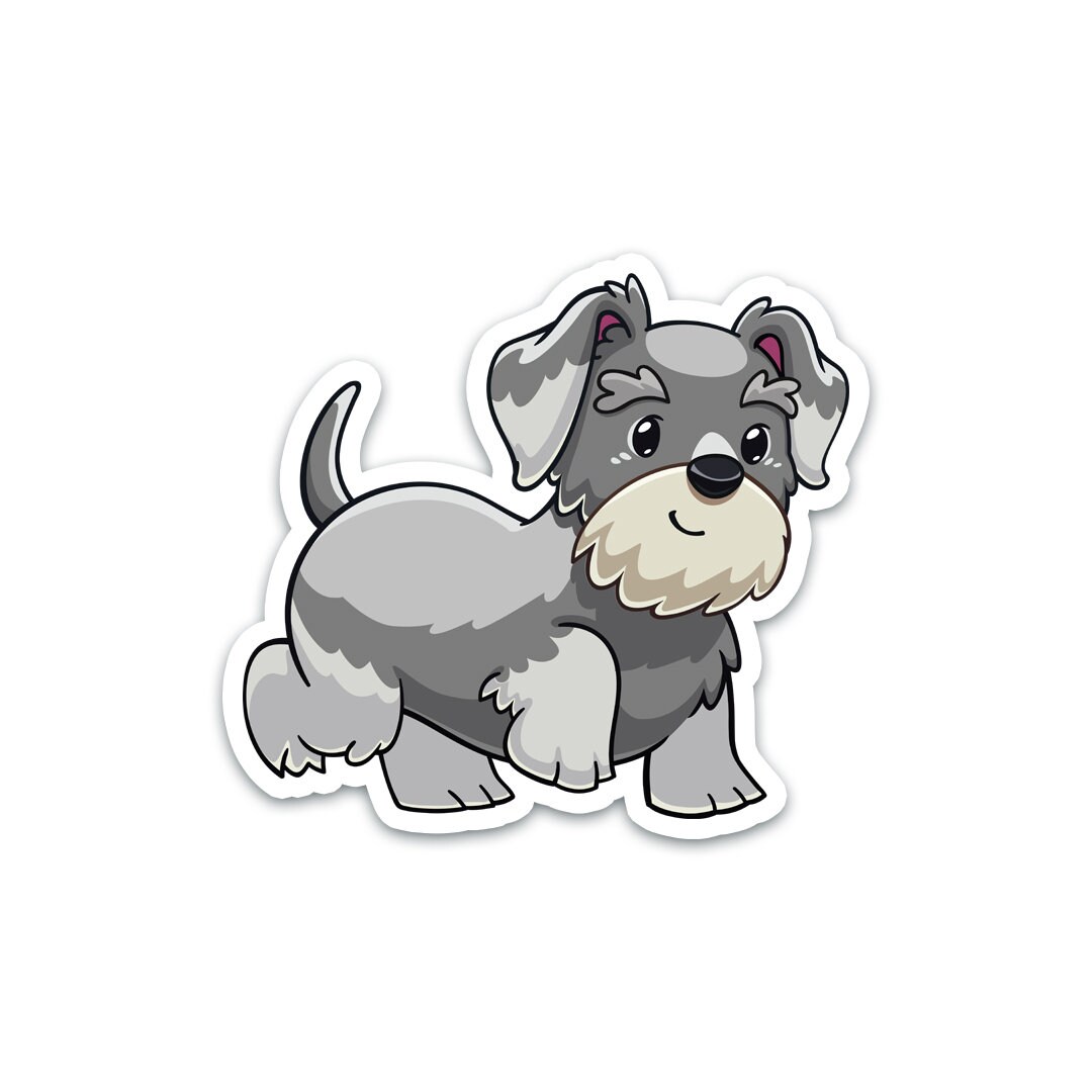 Gray Miniature Schnauzer Sticker, Cute Puppy Dog Sticker Kids ...