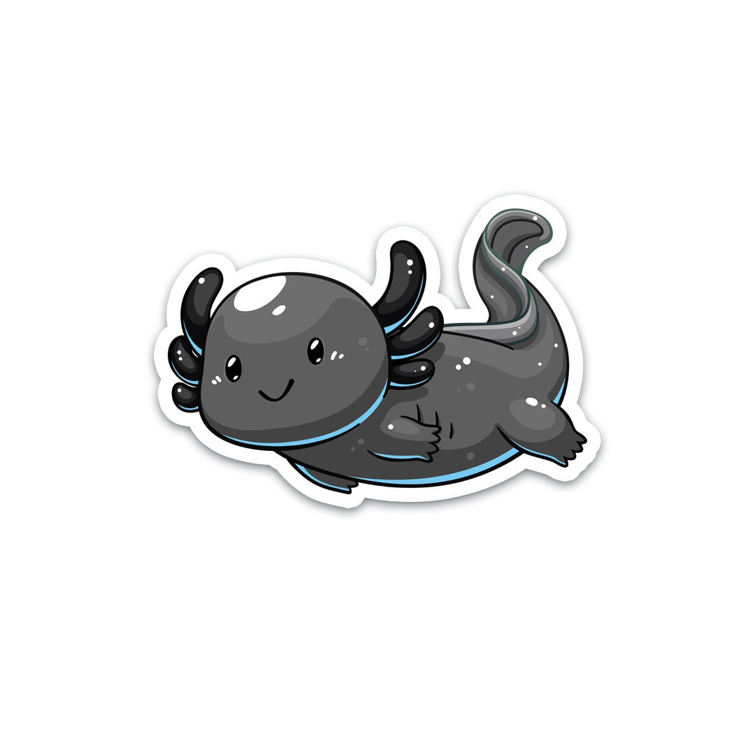 Black Axolotl Stickers | Cute Animal Decal for Boys, Girls, Kids ...