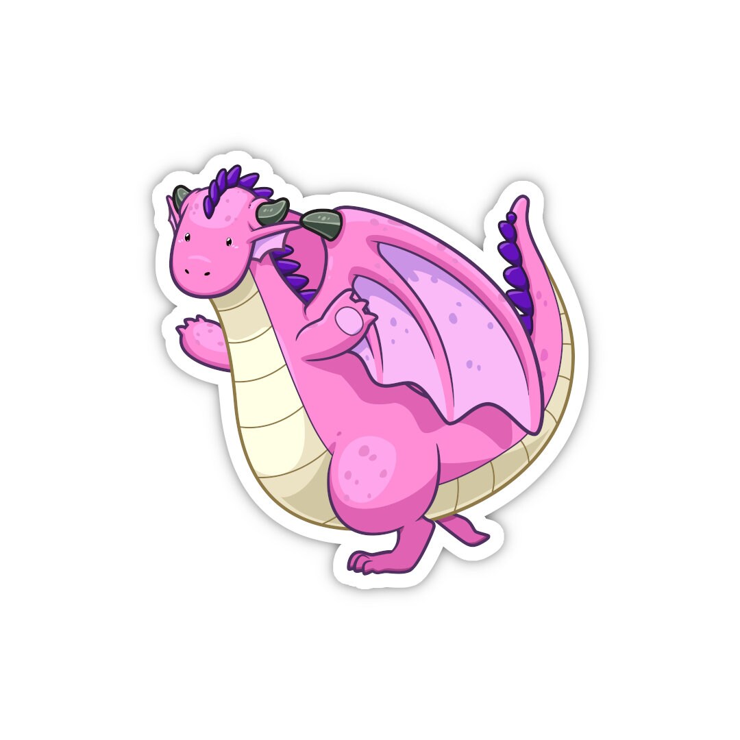 Pink Dragon Sticker Cute Mythical Fantasy Legendary - Etsy
