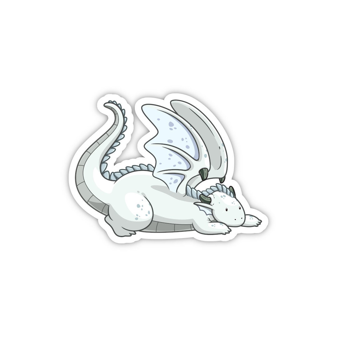 White Dragon Sticker | Cute Fantasy, Legendary, Mythical Creature ...