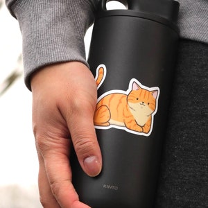 Orange Tabby Cat Sticker | Cute Cartoon Pet Animal Kitten | Waterproof ...