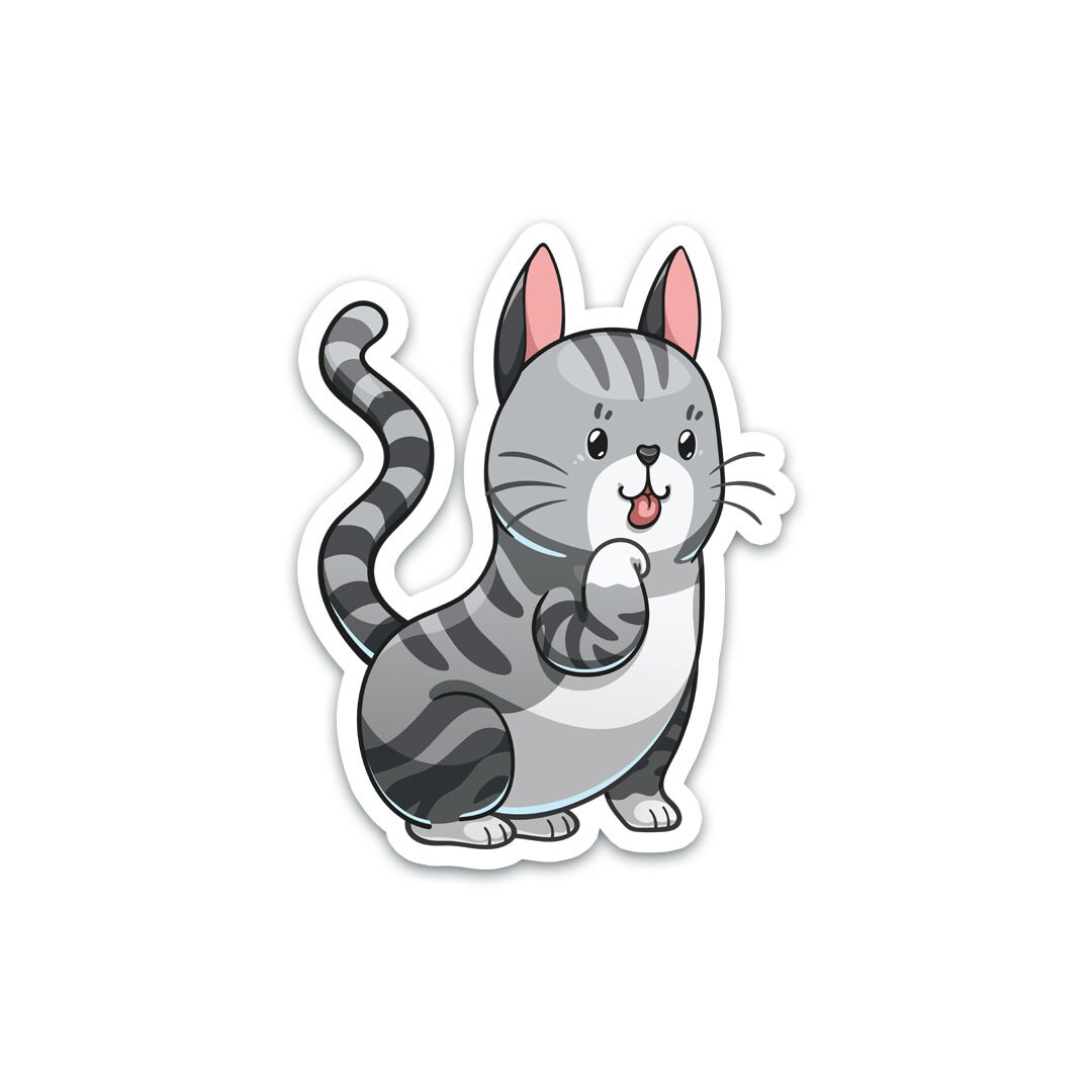 American Shorthair Cat Stickers, Gray Cat Sticker, Cute Laptop Stickers ...