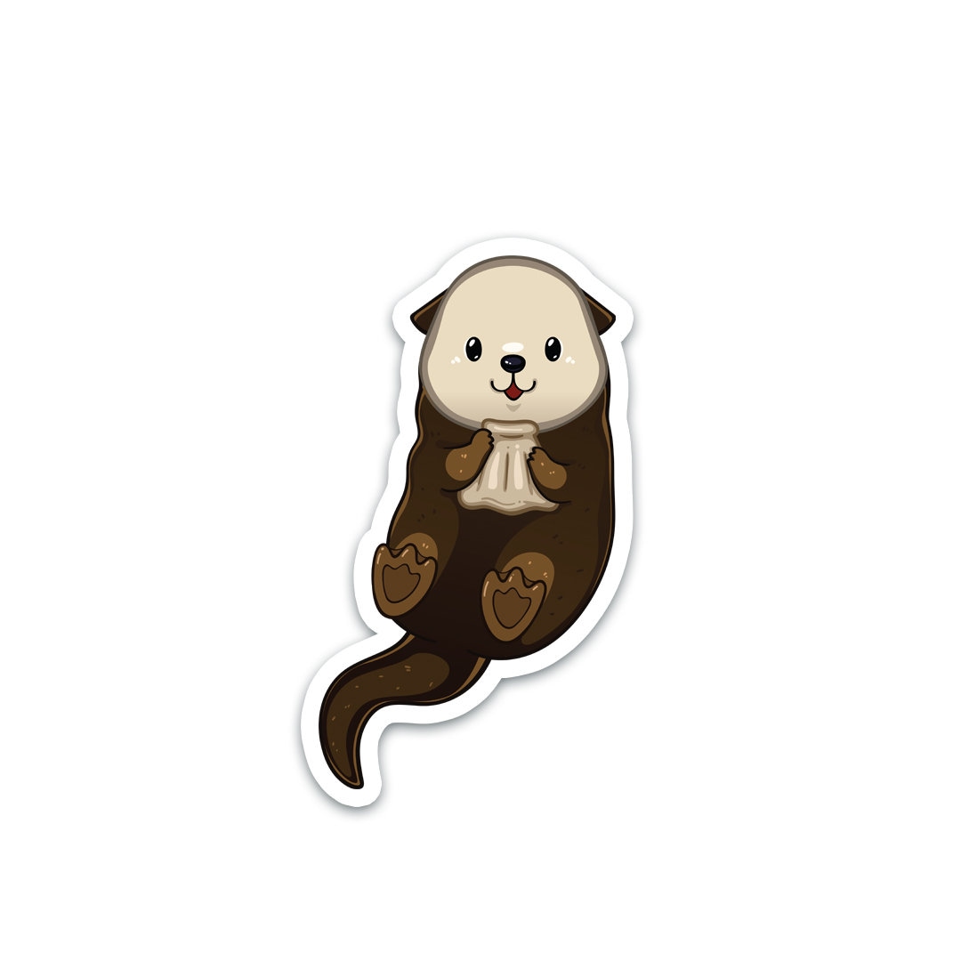 Sea Otter Sticker | Cute Wild Animal Stickers | Waterproof, Vinyl and ...