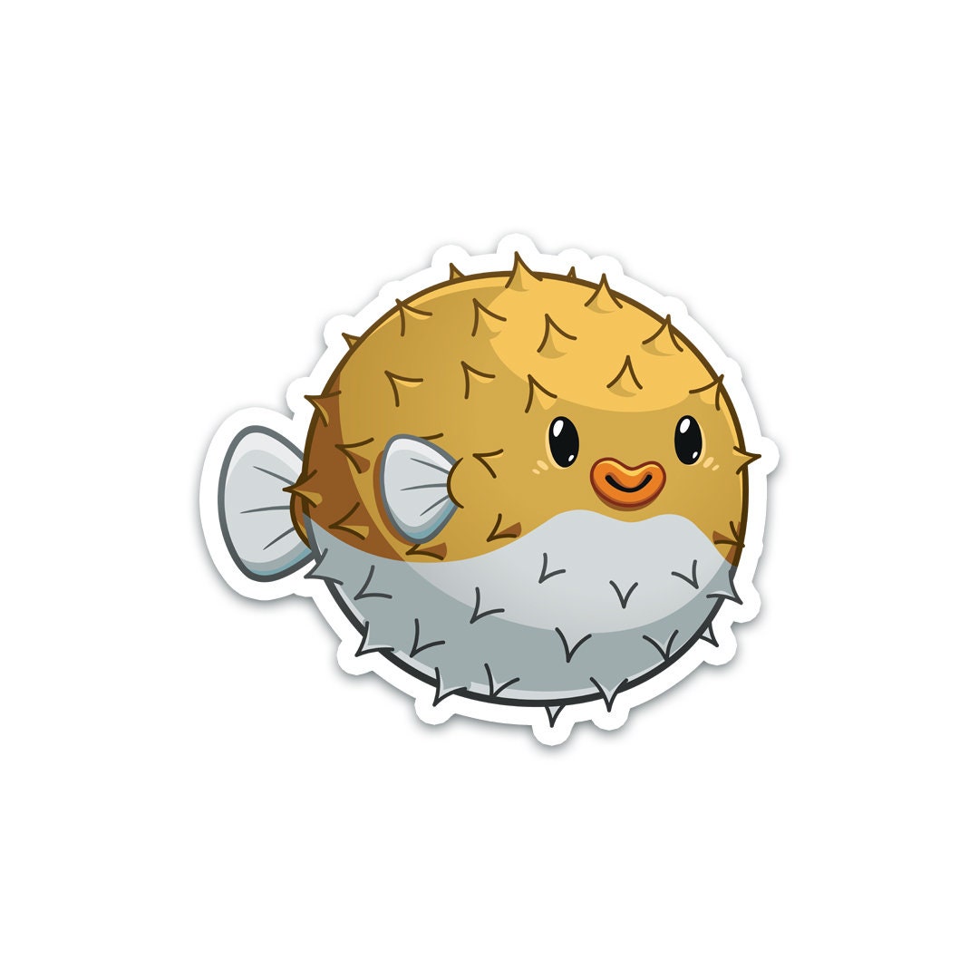 Pufferfish Sticker, Cute Fish Sticker, Waterproof Aquarium Sticker, Fun ...