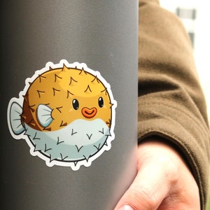 Pufferfish Sticker, Cute Fish Sticker, Waterproof Aquarium Sticker, Fun ...