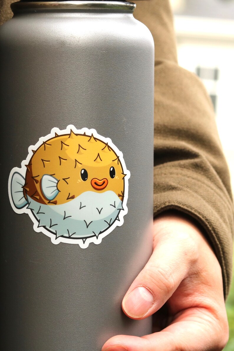 Pufferfish Sticker, Cute Fish Sticker, Waterproof Aquarium Sticker, Fun ...