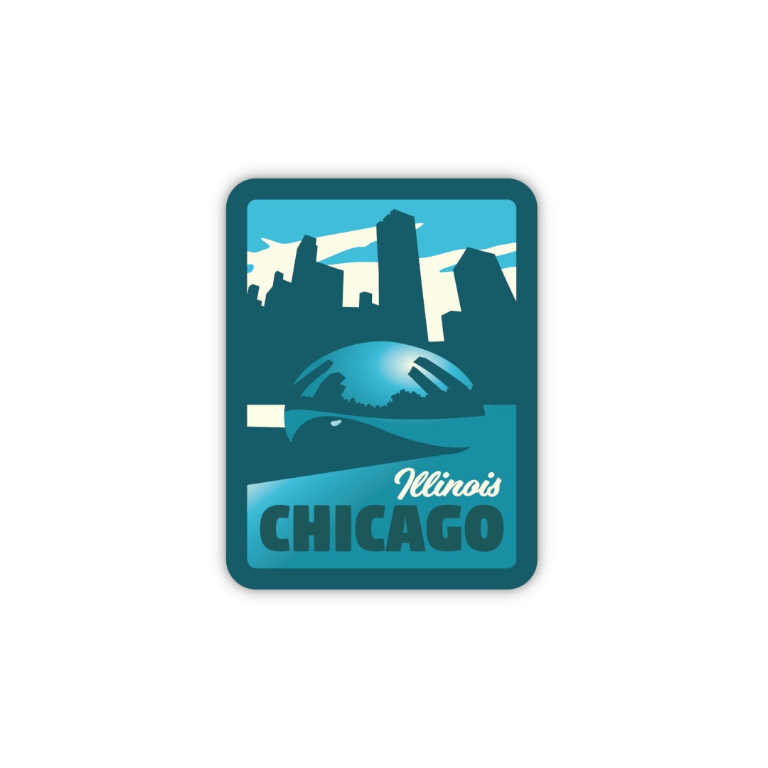 Chicago Illinois Sticker, Waterproof Travel Luggage Sticker, Vinyl ...