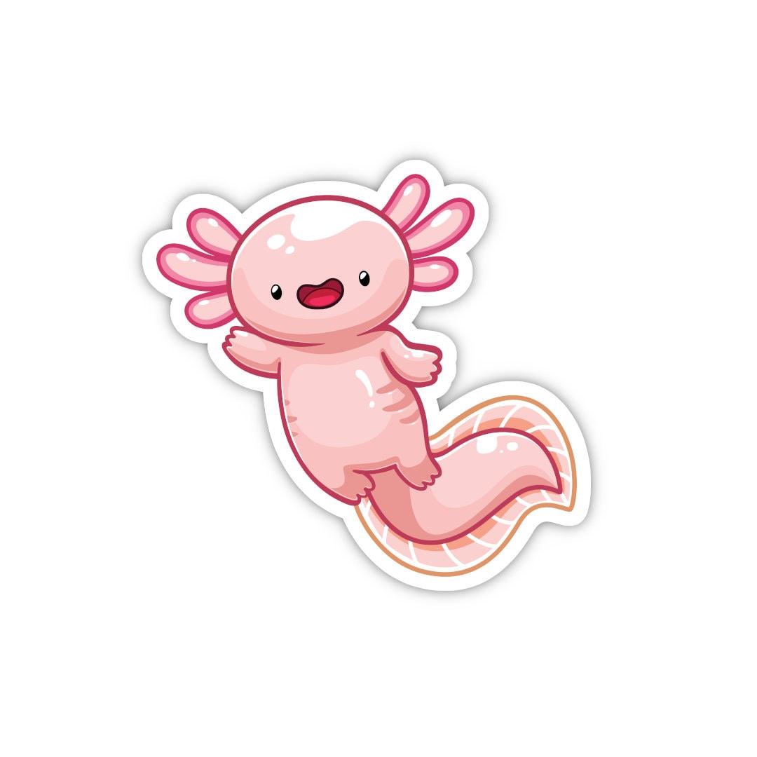 Pink Axolotl Sticker, Cute Pet Animal Decal, Perfect Stickers for ...