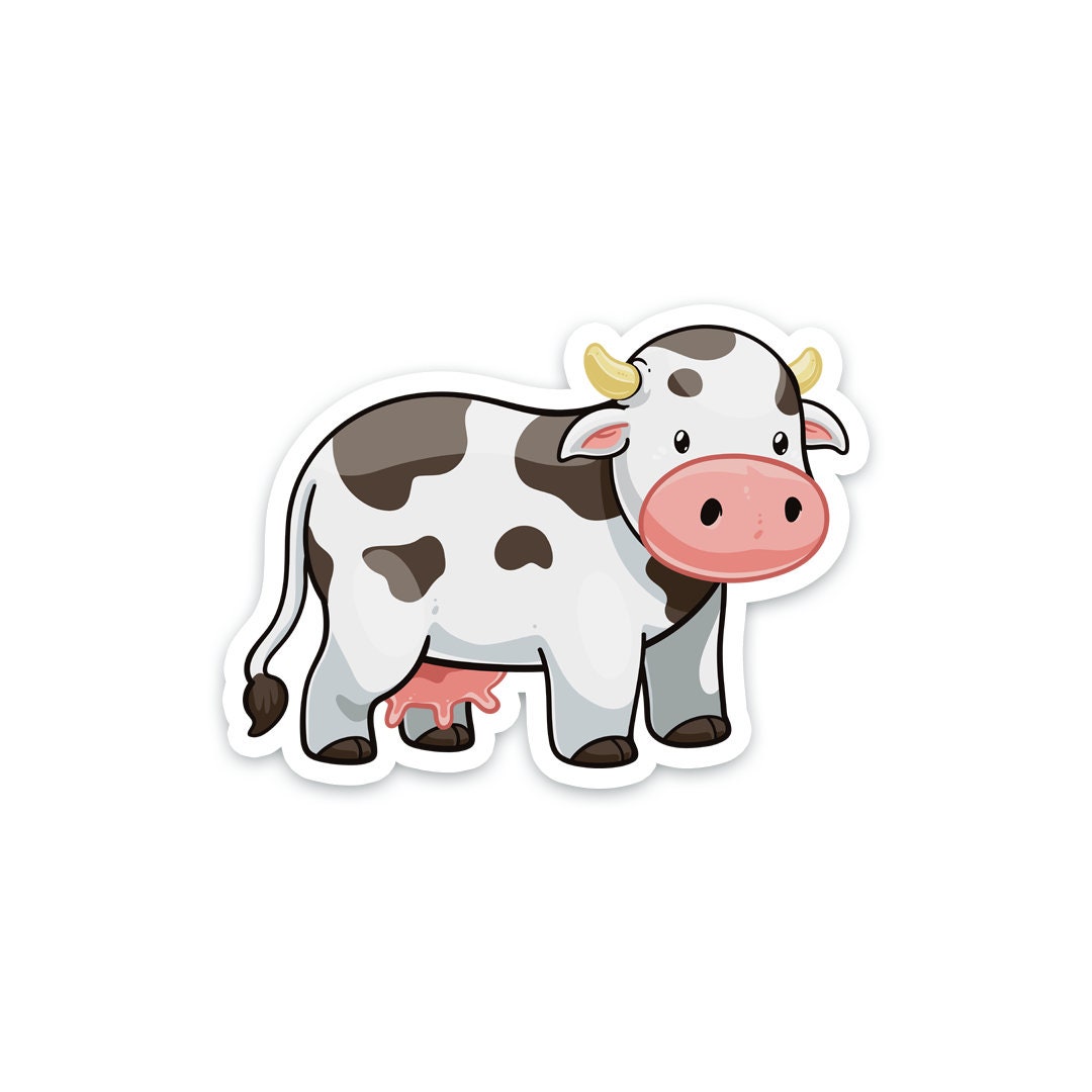 Cow Sticker | Cute Farm Animal Decal for Boys, Girls, Students, Teens ...