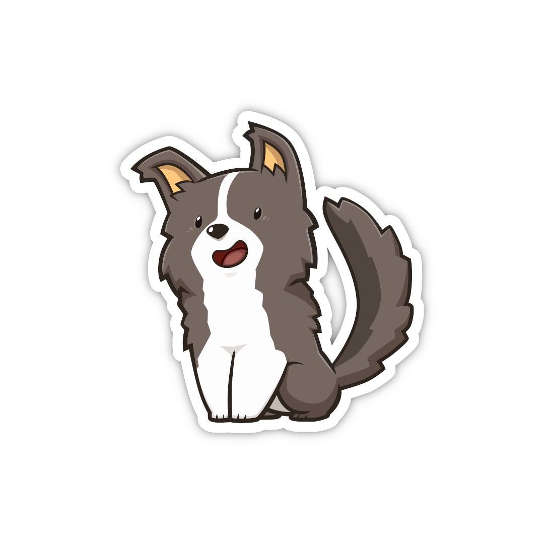 Border Collie Sticker | Cute Cartoon Dog Sticker | Waterproof, Vinyl ...