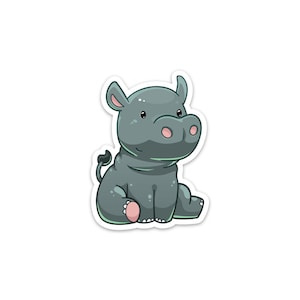 Hippo Sticker, Cute Vinyl Animal Stickers, Waterproof Water Bottle ...
