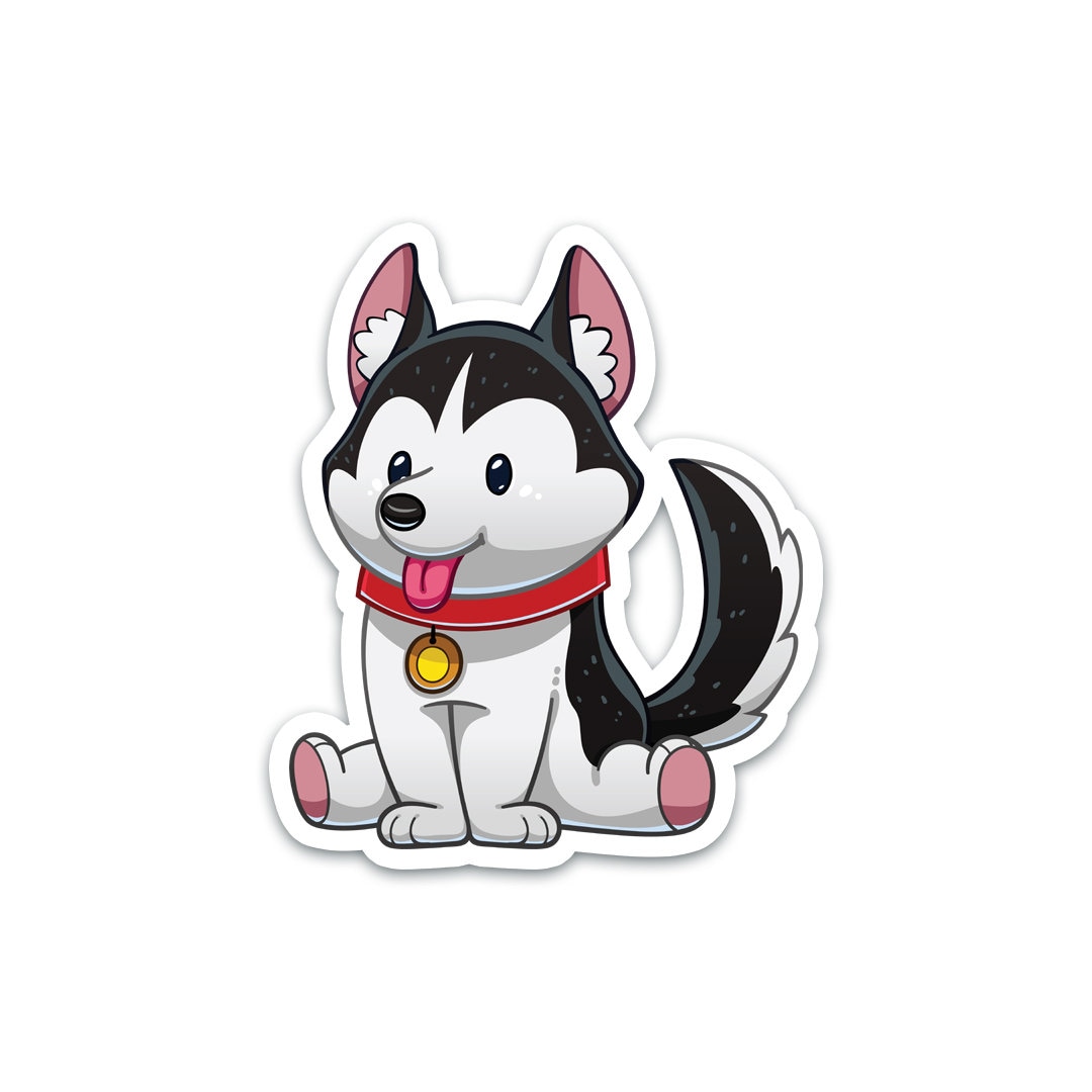 Husky Sticker, Cute Siberian Puppy Dog Decals, Waterproof Pet Stickers ...