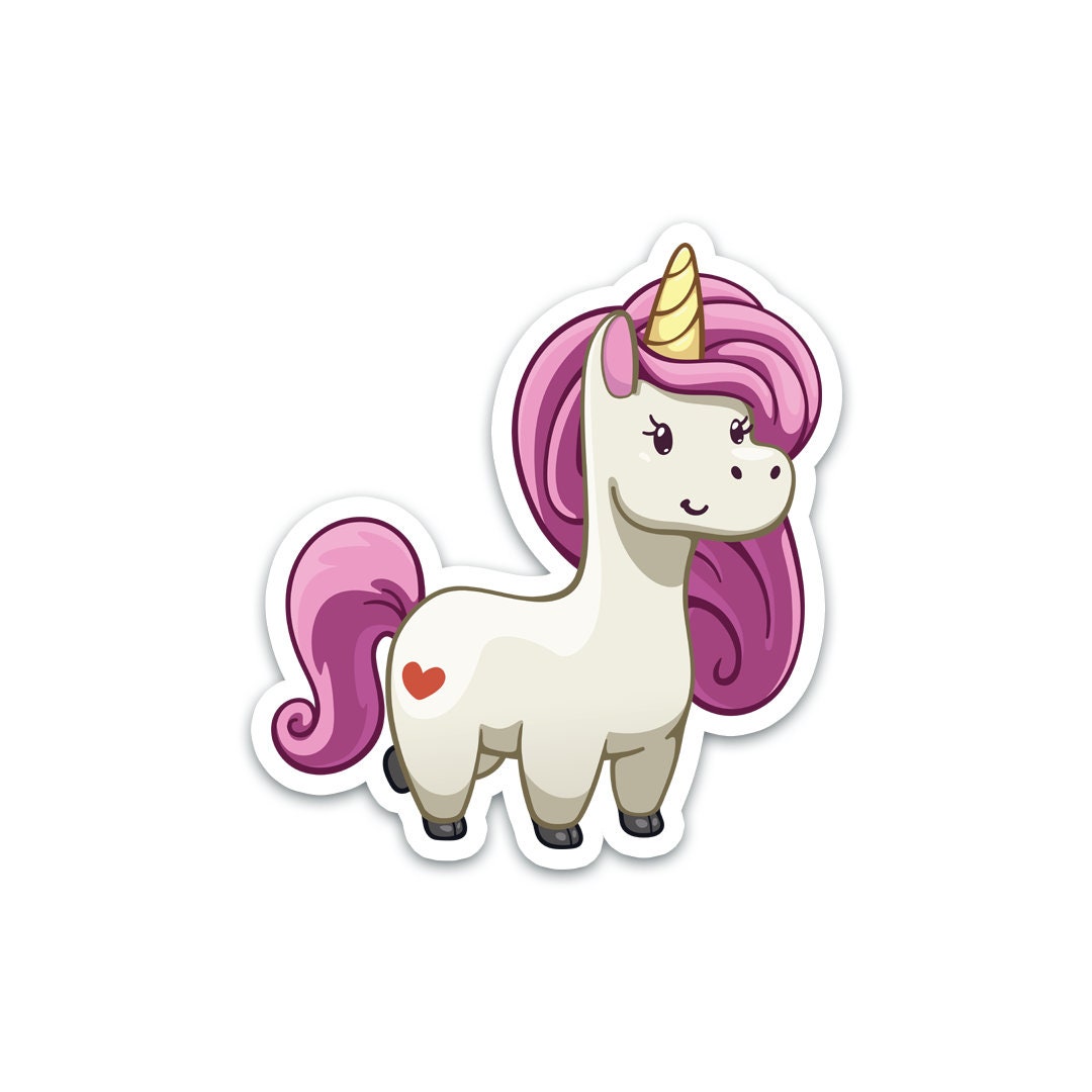 Purple Unicorn Sticker, Cute Cartoon Legendary Mythical Creature, Gift ...