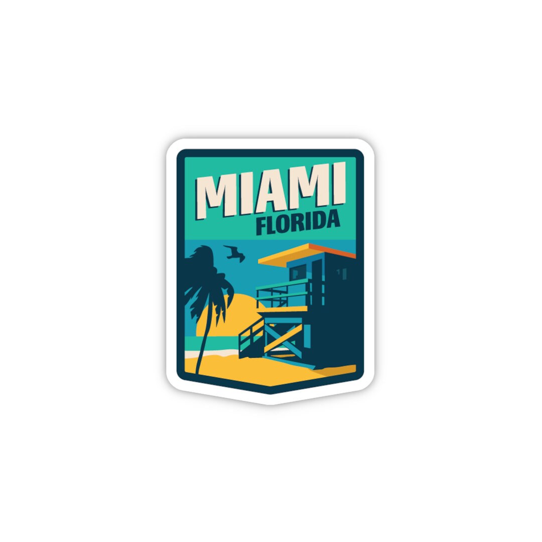 Miami Florida Sticker City Stickers Waterproof Vinyl and - Etsy