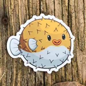 Pufferfish Sticker, Cute Fish Sticker, Waterproof Aquarium Sticker, Fun ...