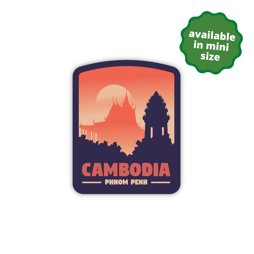 Phnom Penh Cambodia Sticker, Waterproof Water Bottle Sticker, Luggage ...