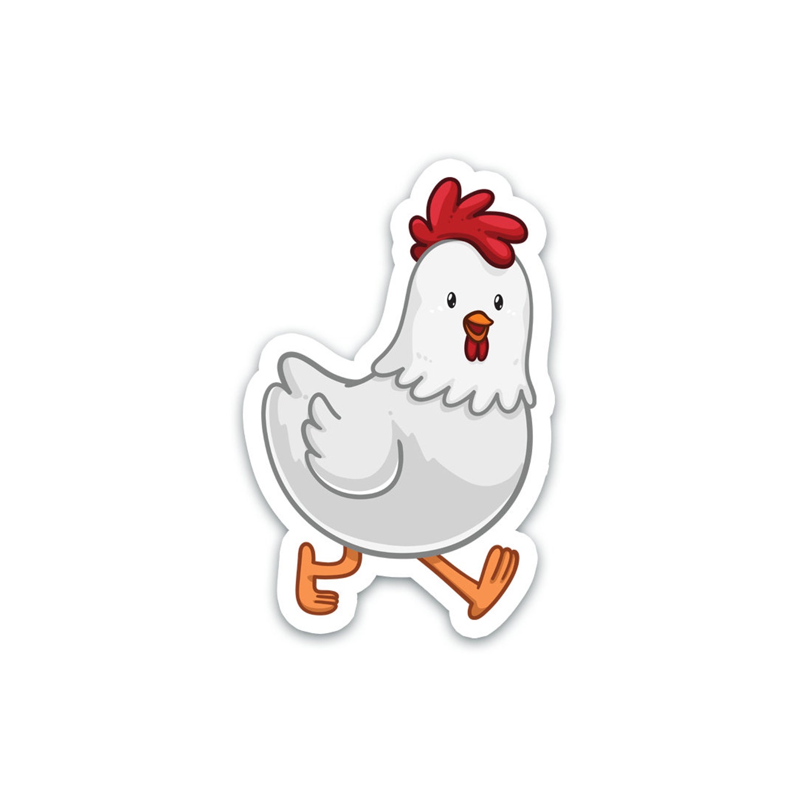 White Chicken Sticker Farm Animal Sticker Waterproof - Etsy
