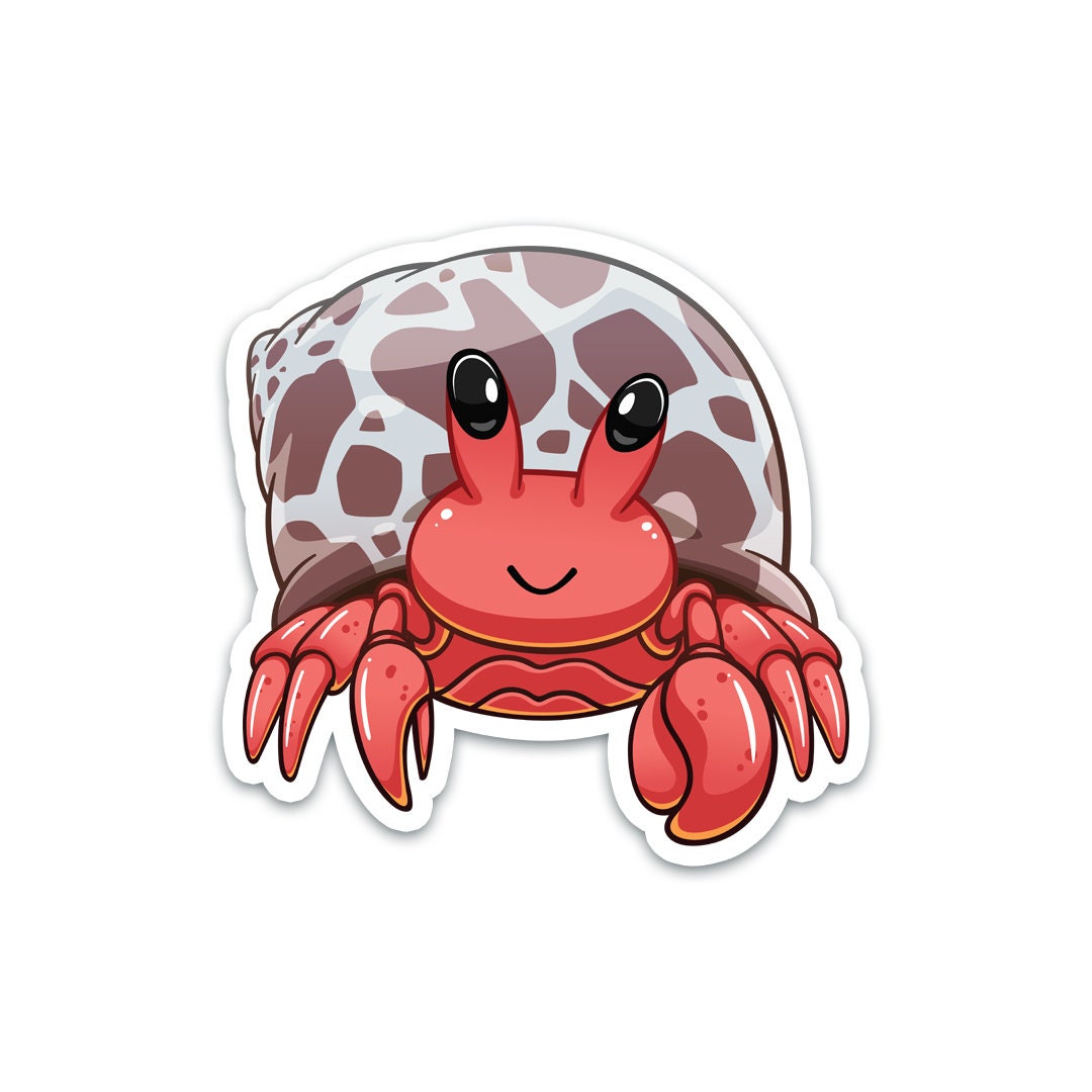 Hermit Crab Sticker | Cute Cartoon Animal Stickers | Waterproof, Vinyl ...