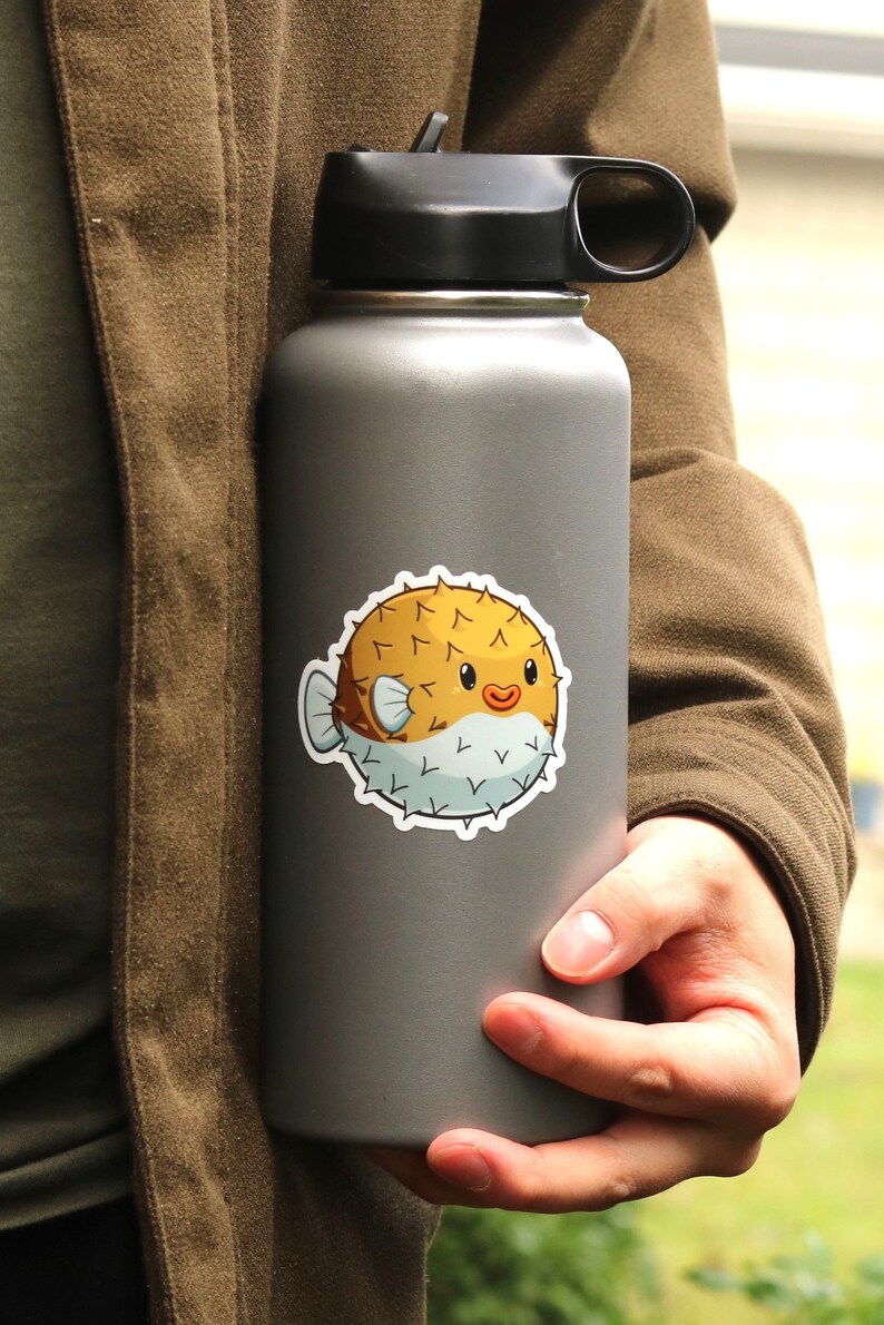 Pufferfish Sticker, Cute Fish Sticker, Waterproof Aquarium Sticker, Fun ...