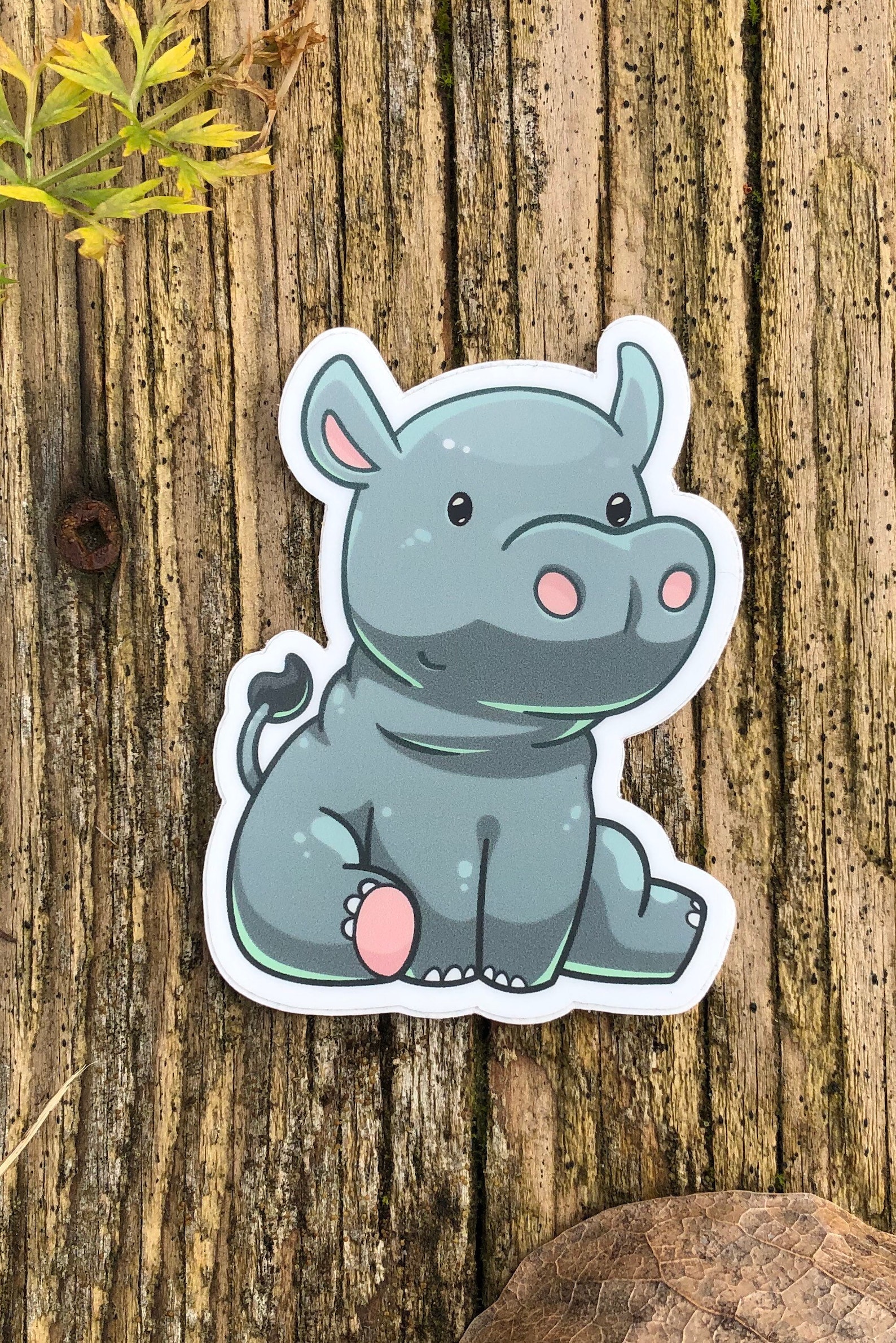 Hippo Sticker, Cute Vinyl Animal Stickers, Waterproof Water Bottle ...