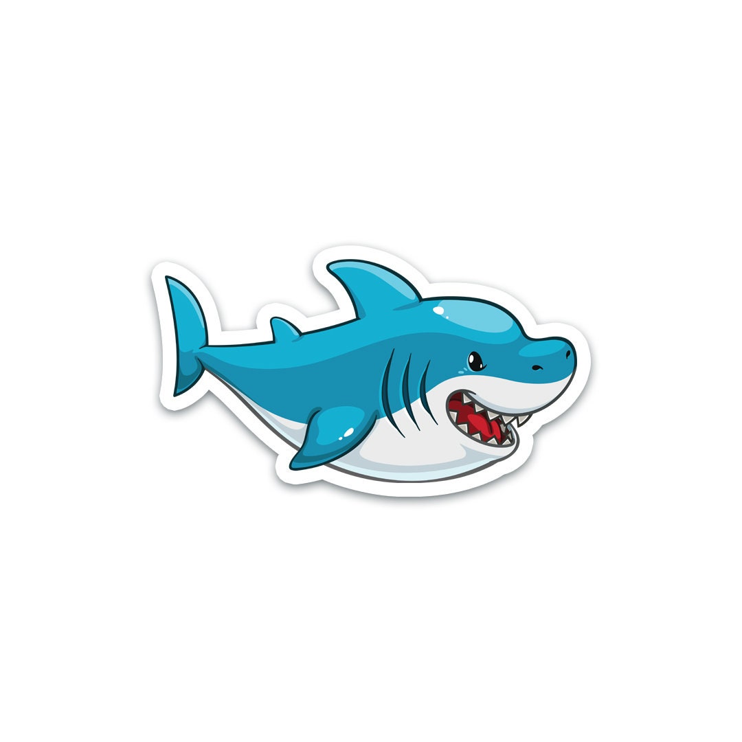 Shark Sticker Cute Cartoon Sea Animal Waterproof Vinyl - Etsy Canada