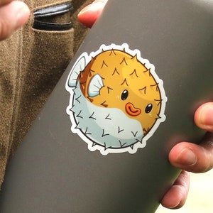 Pufferfish Sticker, Cute Fish Sticker, Waterproof Aquarium Sticker, Fun ...