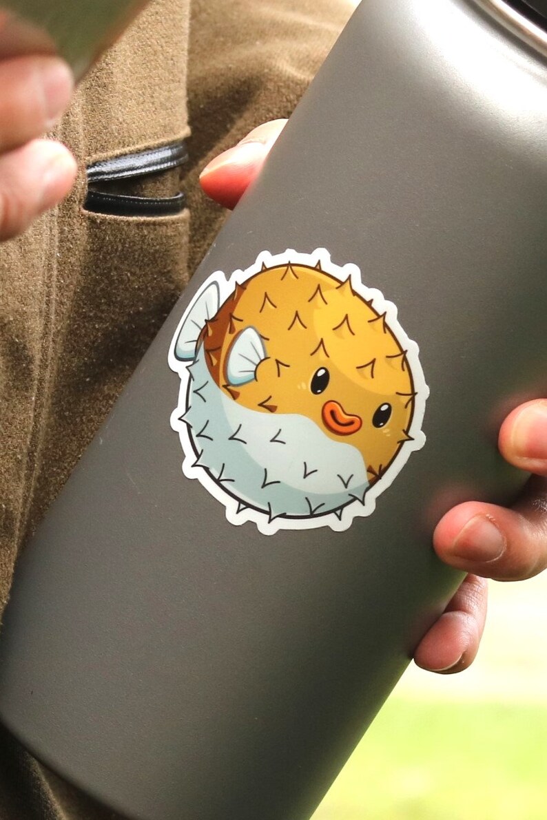 Pufferfish Sticker, Cute Fish Sticker, Waterproof Aquarium Sticker, Fun ...
