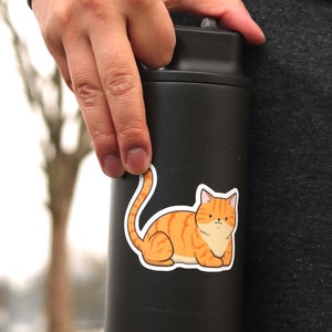 Orange Tabby Cat Sticker | Cute Cartoon Pet Animal Kitten | Waterproof ...