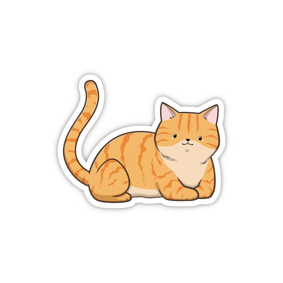 Orange Tabby Cat Sticker | Cute Cartoon Pet Animal Kitten | Waterproof ...