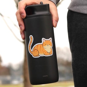 Orange Tabby Cat Sticker | Cute Cartoon Pet Animal Kitten | Waterproof ...