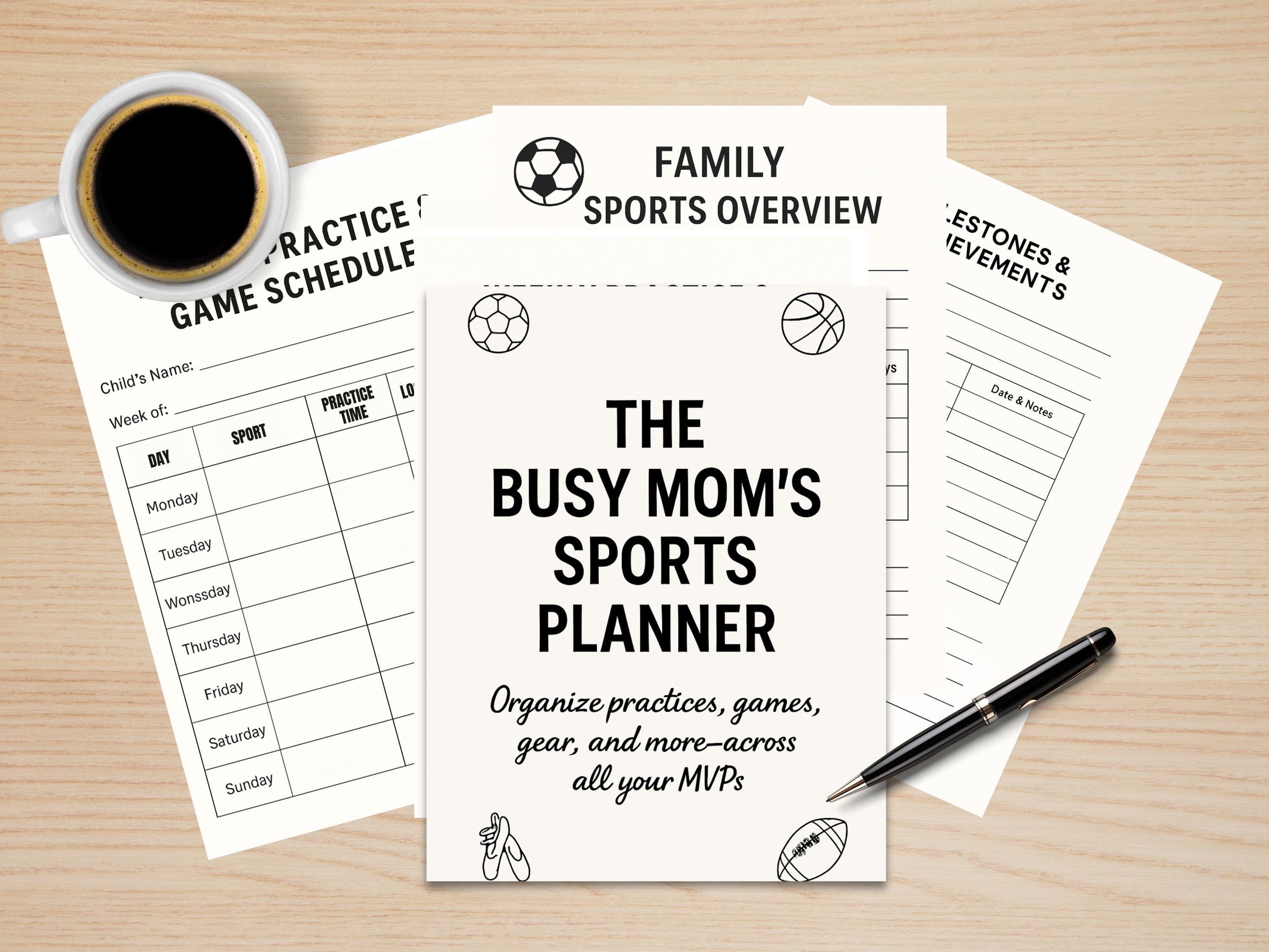 Printable Kids Sports Planner, Busy Mom Organizer, Team Schedule ...