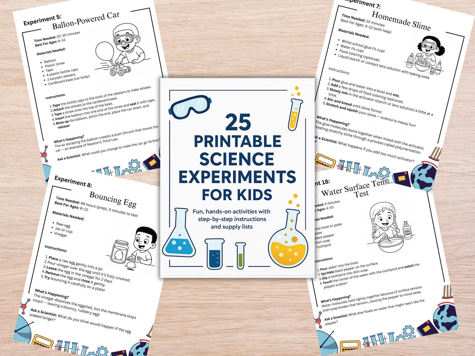 25 Printable Science Experiments for Kids | PDF Activity Sheets With ...