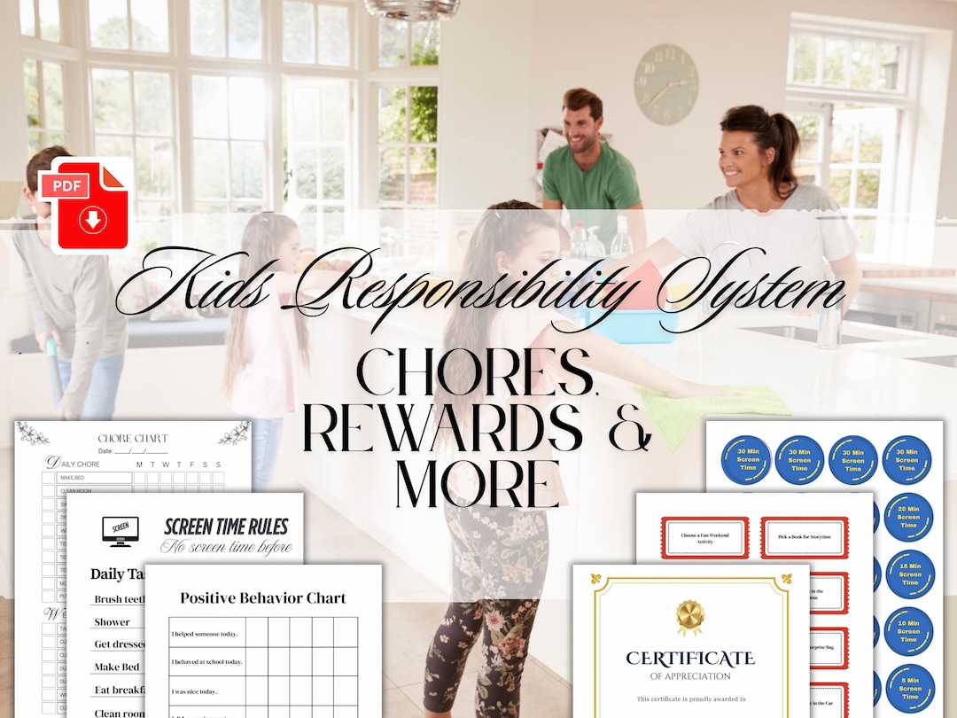 Printable Responsibility System for Kids – Chores, Screen Time ...