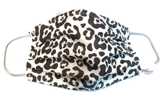 Gray Jaguar Face Mask / 100% Cotton / White Adjustable Elastic - Etsy