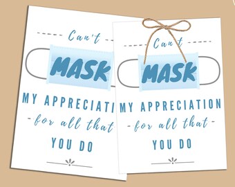 Printable Can't Mask My Appreciation for You Tag Teacher - Etsy