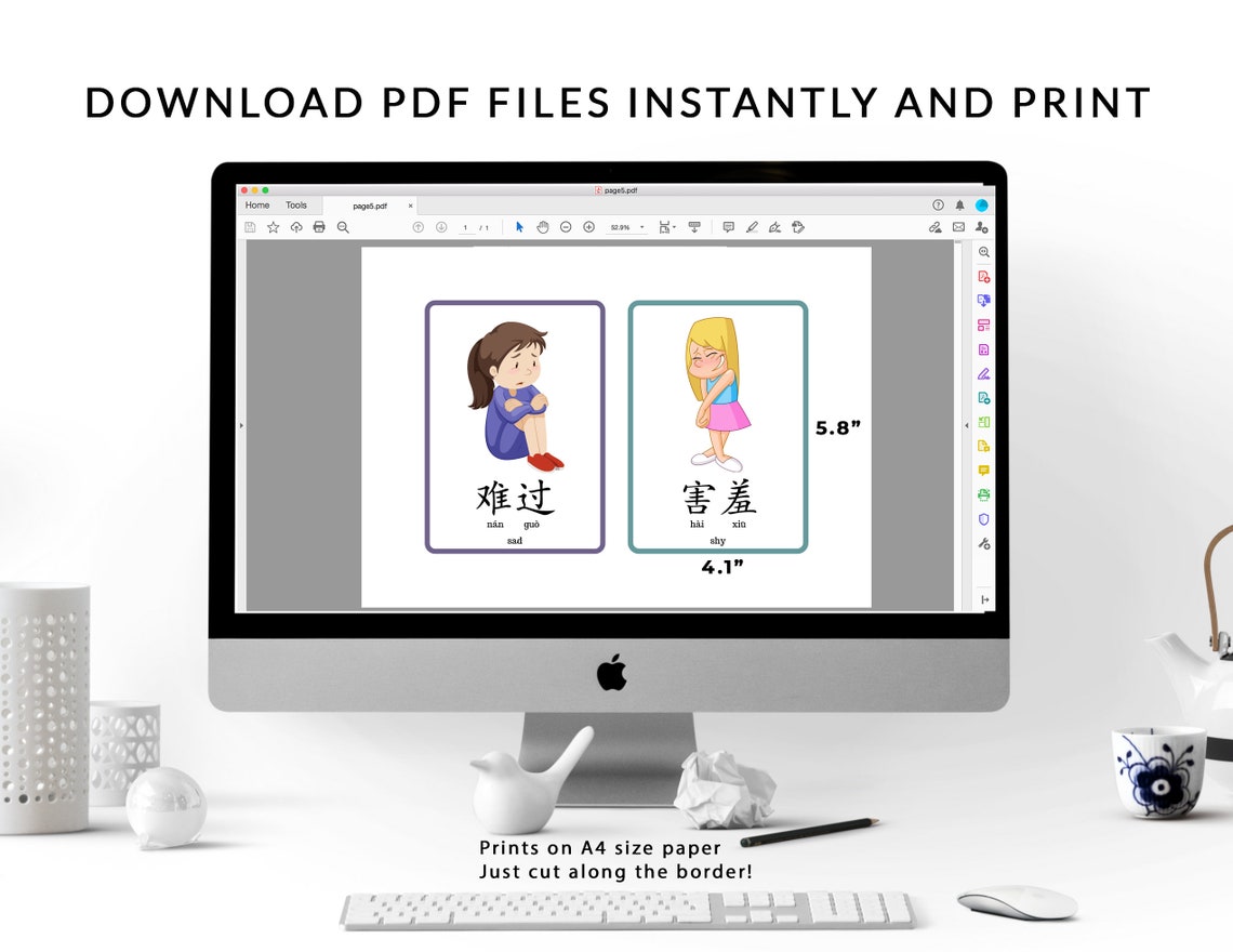 Chinese Feelings and Emotions Flashcards Simplified Mandarin | Etsy