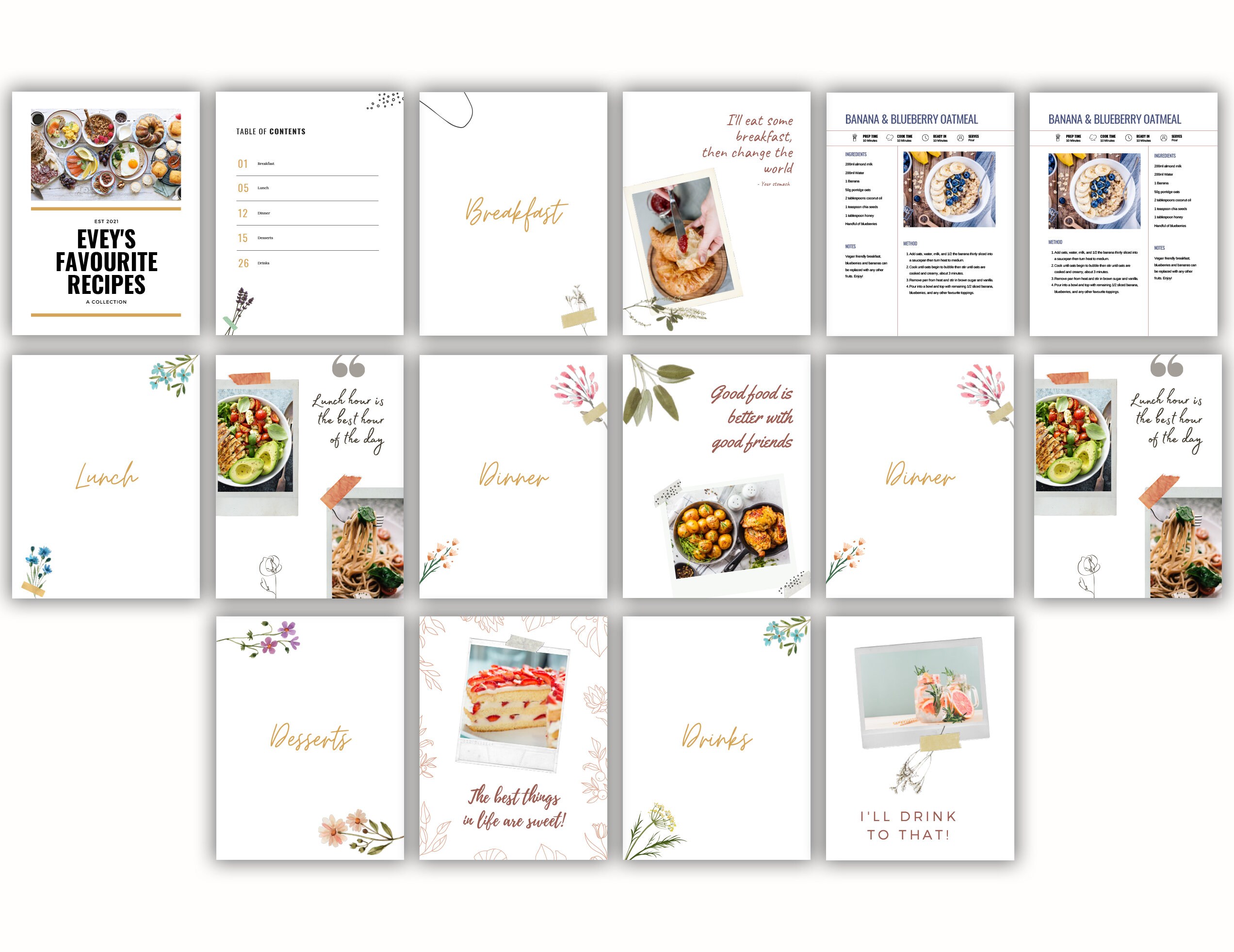 Editable Recipe Book Template | Canva Editable Recipe Template ...