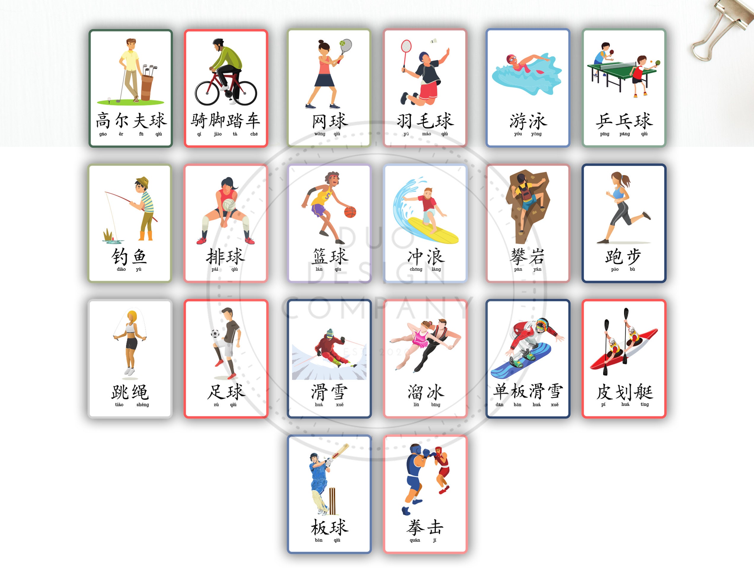 Chinese Sports Flashcards | Simplified Mandarin Sports Flashcards for ...