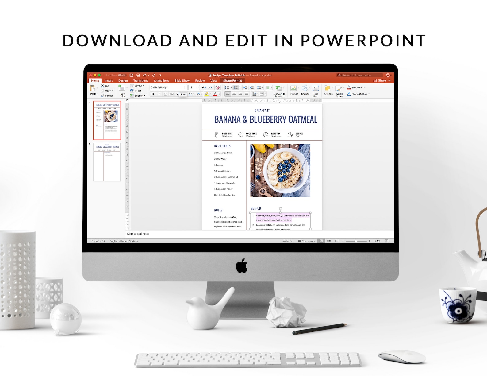 Editable Recipe Template | Recipe Card Template | Microsoft Powerpoint ...