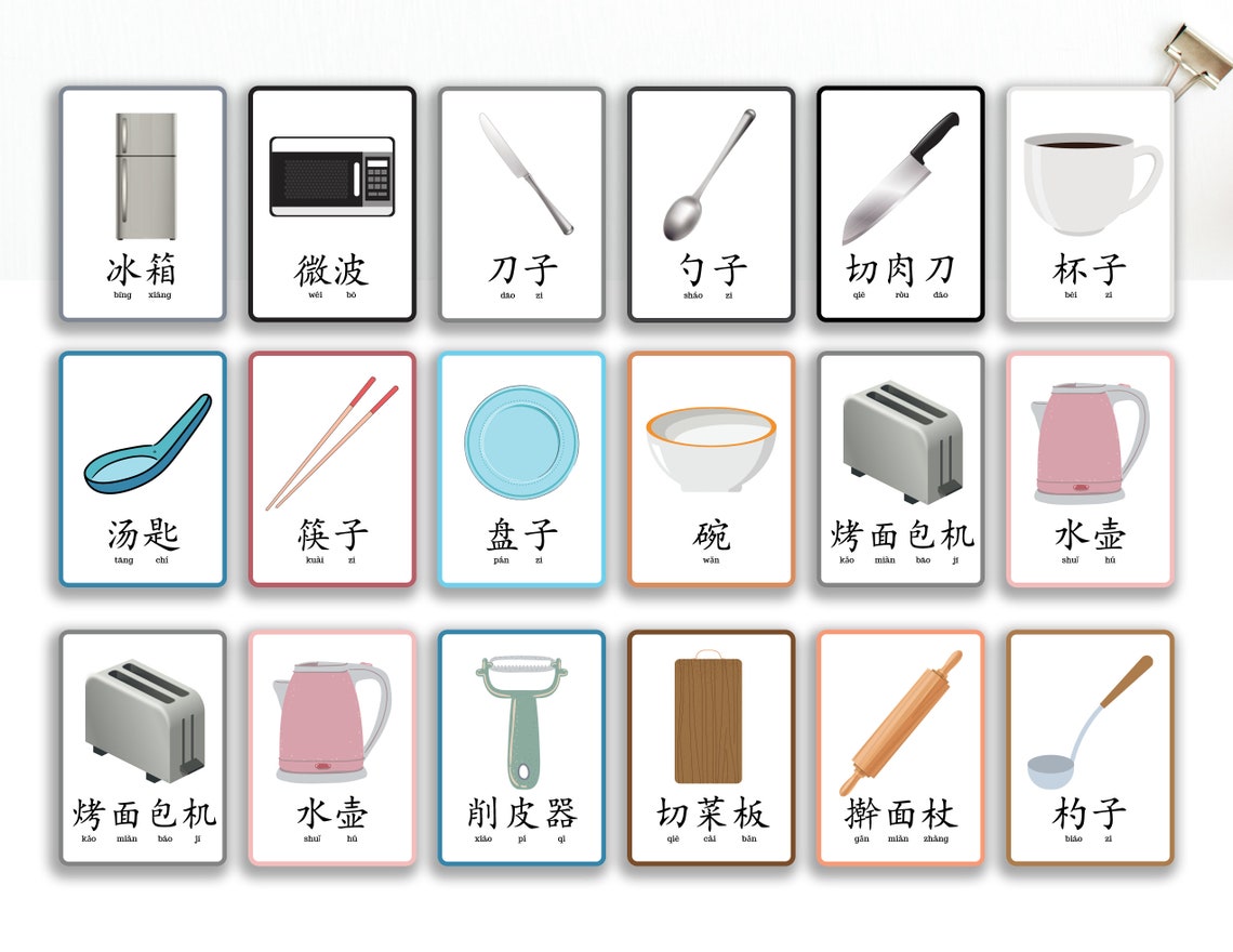 Buy Chinese Kitchen Vocabulary Flashcards Printable Kitchen Words in ...