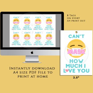 Printable Gift Tag | Can't Mask How Much I Love You | Present Tag ...