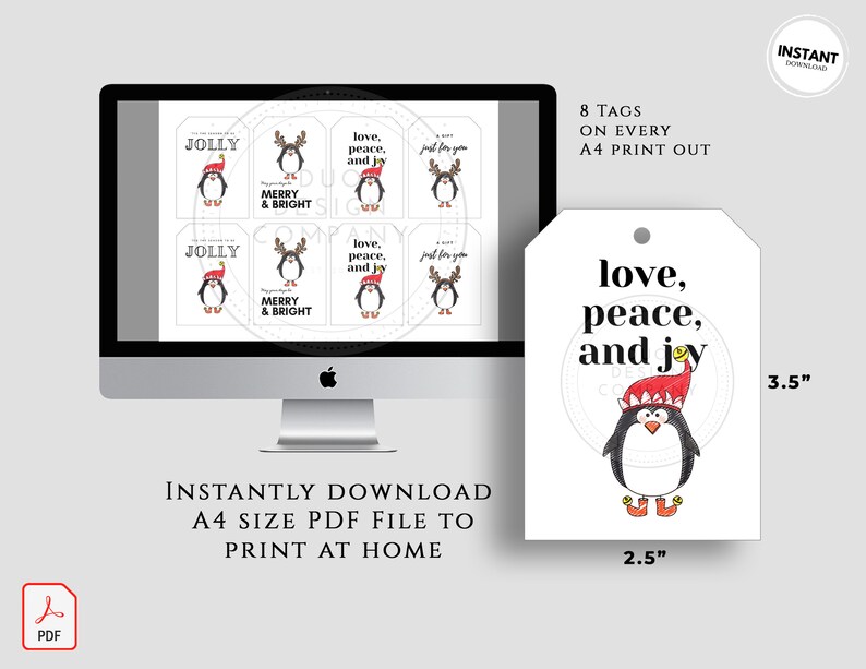Printable Christmas Gift Tags Penguin Christmas Tags Set - Etsy UK