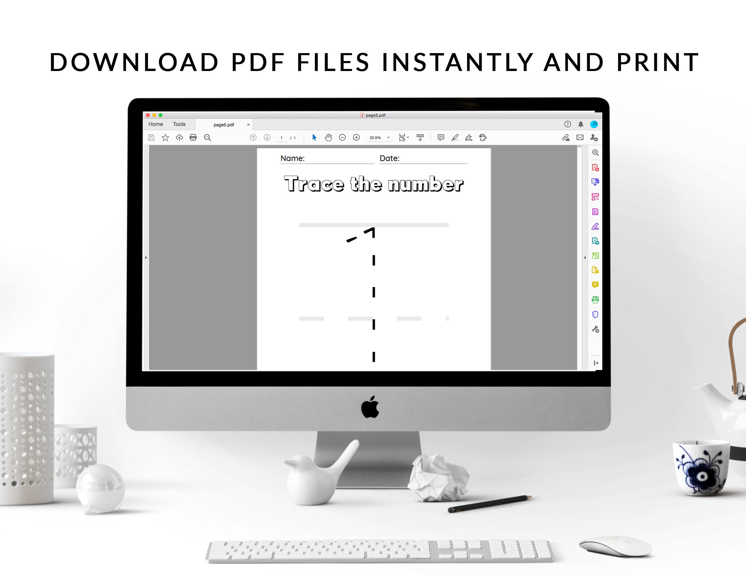 Printable Large Trace the Number Worksheet Tracing Numbers - Etsy UK