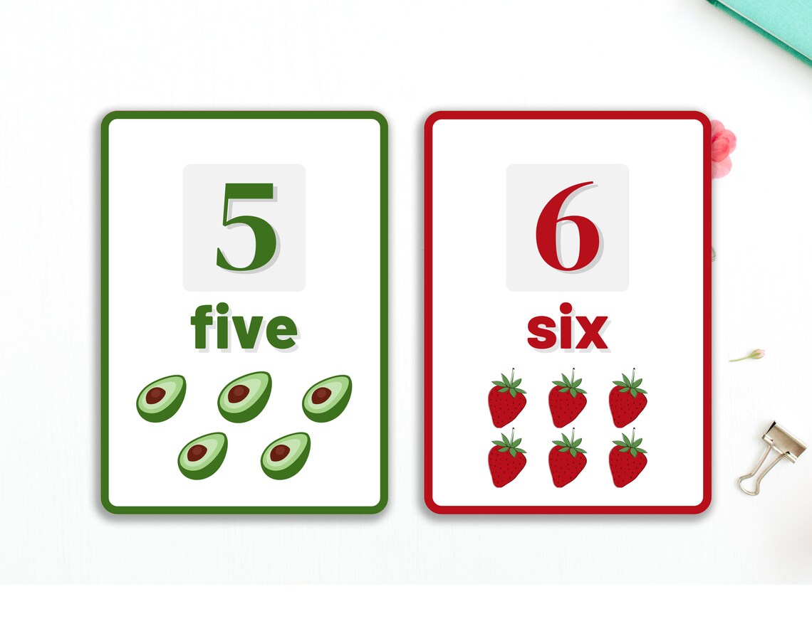 Numbers Flash Cards Printable 1-20 Flash Card Set Colourful Number ...