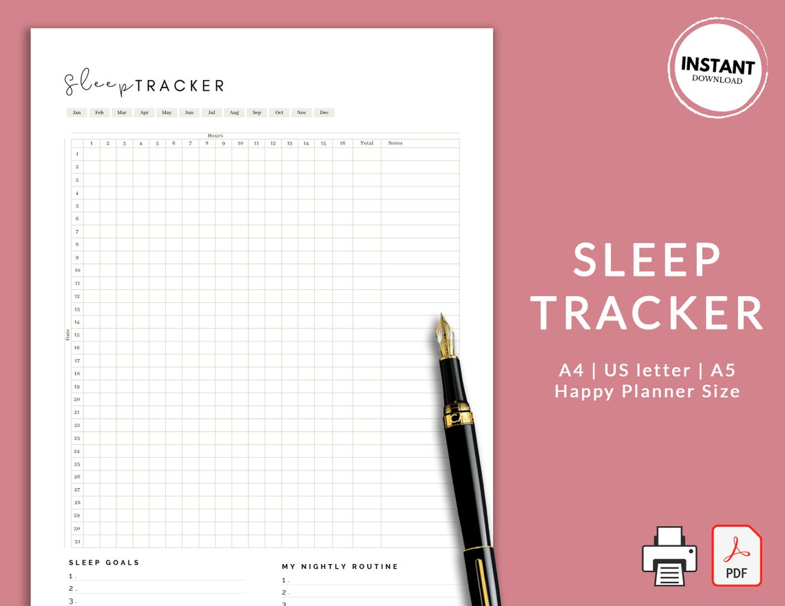 Sleep Tracker | Printable Sleep Tracker | Self Care Journal | Sleep ...