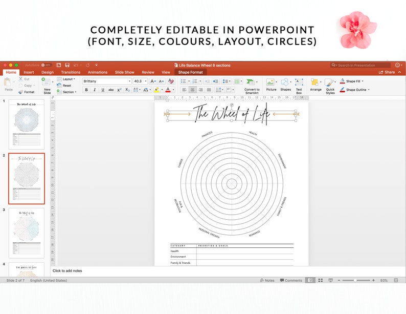 Life Wheel Balance Editable and Printable | Canva Editable Wheel of ...