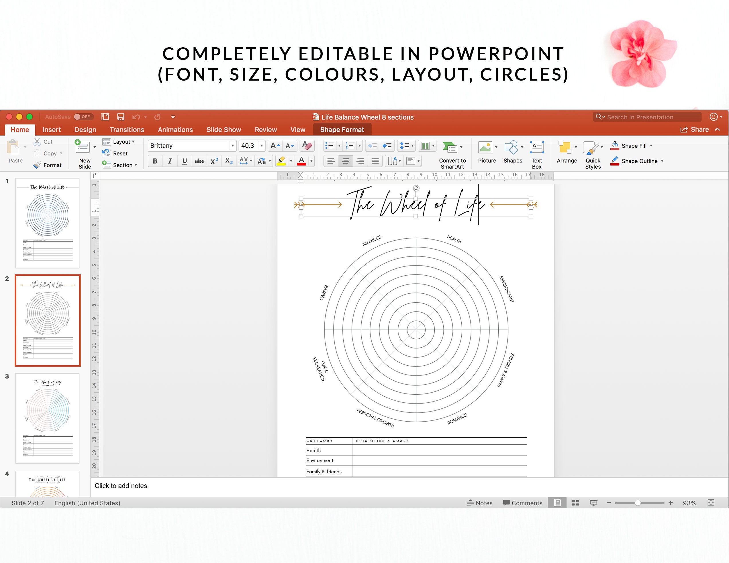 Life Wheel Balance Editable and Printable | Canva Editable Wheel of ...